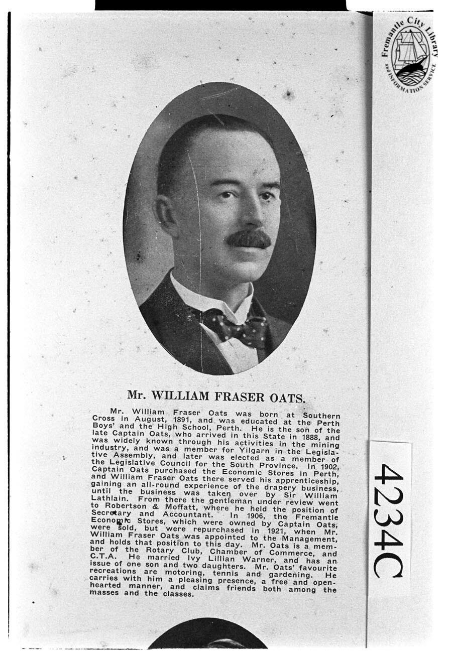 William Fraser Oats | City of Fremantle Local History Centre